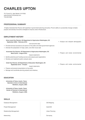 City Planner Resume Sample & Tips | Online Resume Builder