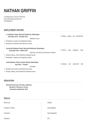 Database Tester Resume Sample & Tips | Online Resume Builder