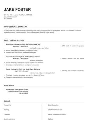 Engineering Tech Resume Sample & Tips | Online Resume Builder