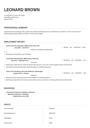Flex Developer Resume Sample & Tips | Online Resume Builder