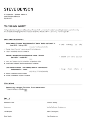 Resume Examples Resume Sample & Tips | Online Resume Builder