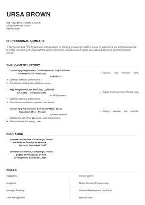 Rpg Programmer Resume Sample & Tips | Online Resume Builder