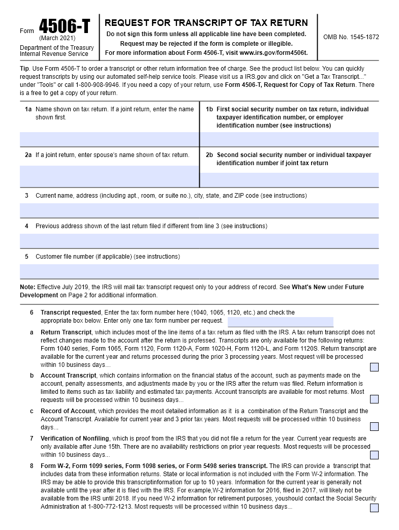 SignSimpli Form 4506T